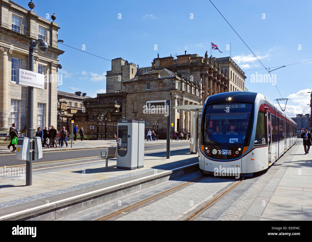 Edinburgh tram at St. Andrew Square stop in Edinburgh Scotland and ...
