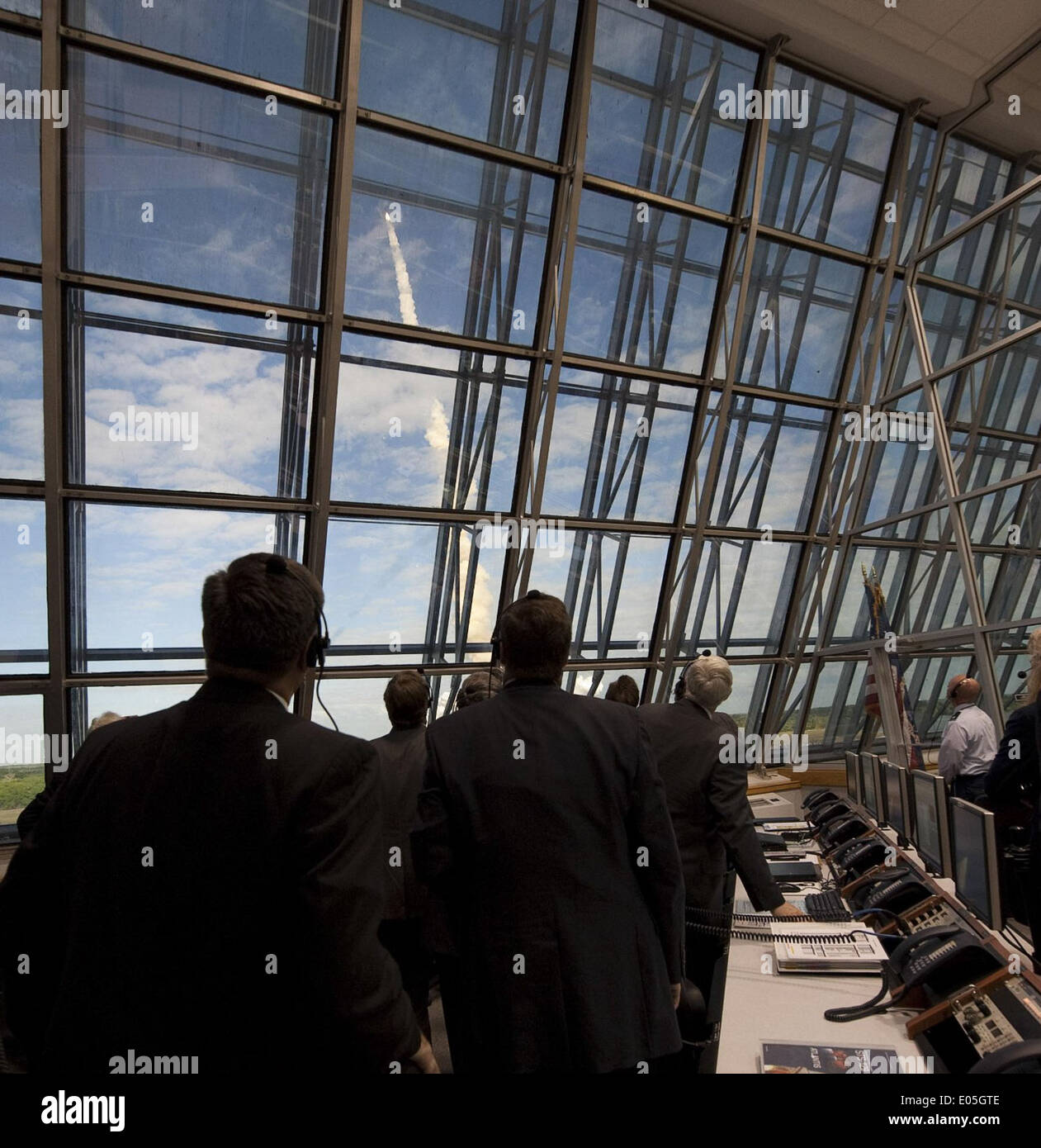 NASA's Launch Control Center monitors a rocket launch from the firing ...