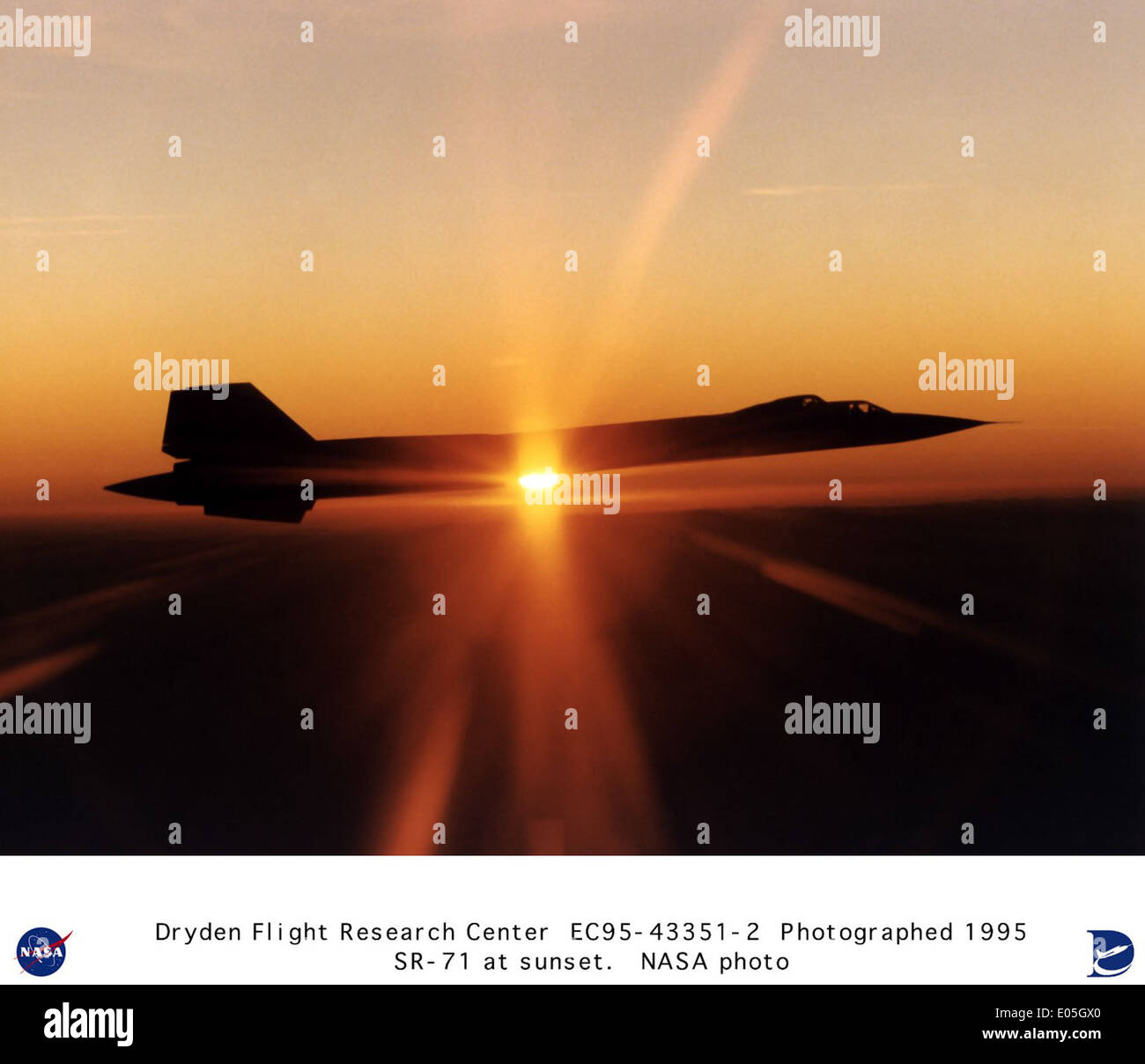 The SR-71B Blackbird, a Mach 3 trainer aircraft, soars at sunset ...