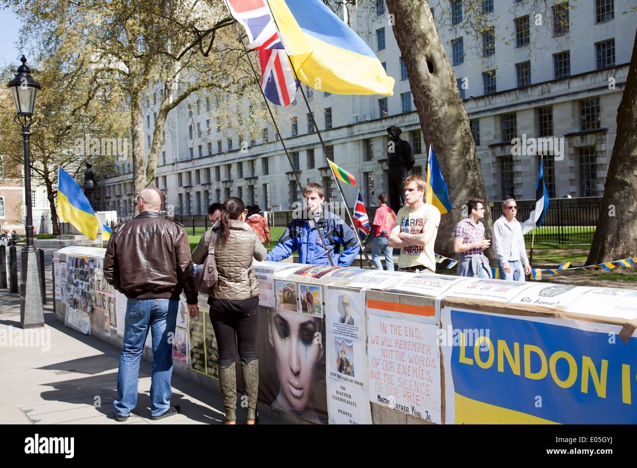 Pro Ukraine Demo Placards on Whitehall - London SW1 - UK Stock Photo ...