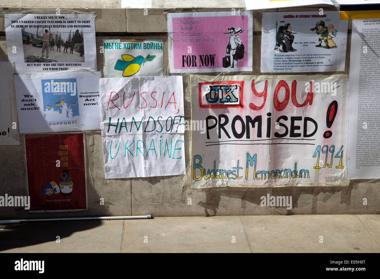 Pro Ukraine Demo Placards on Whitehall - London SW1 - UK Stock Photo ...