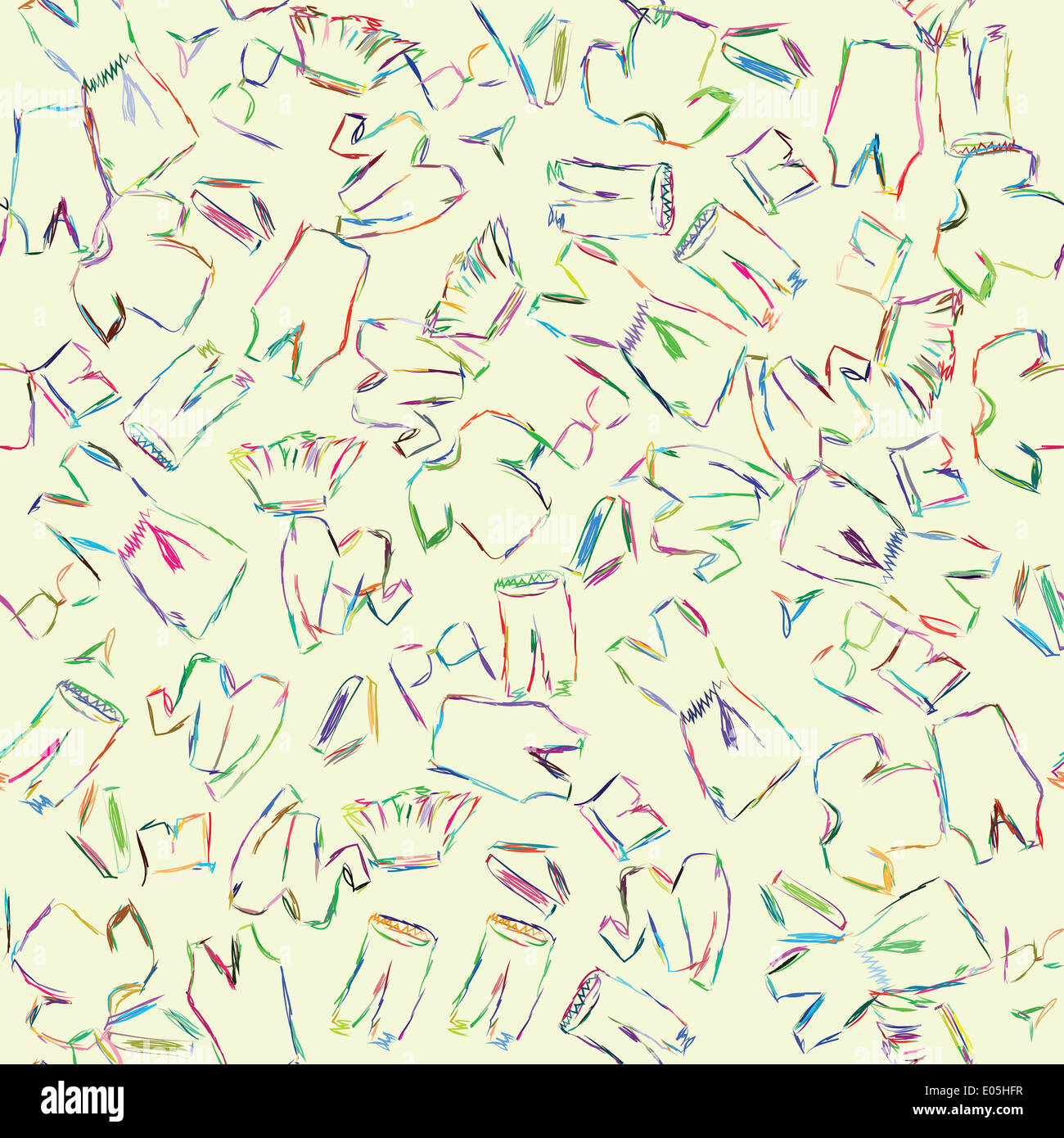 Vector illustration of cloths' sketch seamless pattern Stock Photo - Alamy