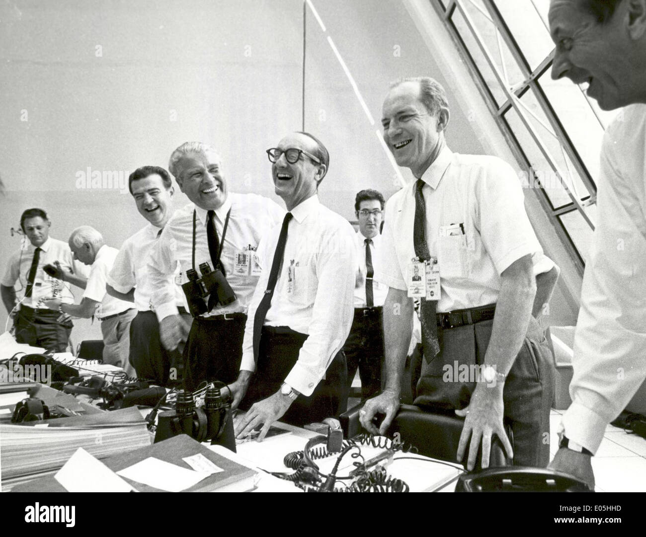 NASA officials Wernher von Braun and George Mueller observed Apollo 11 ...