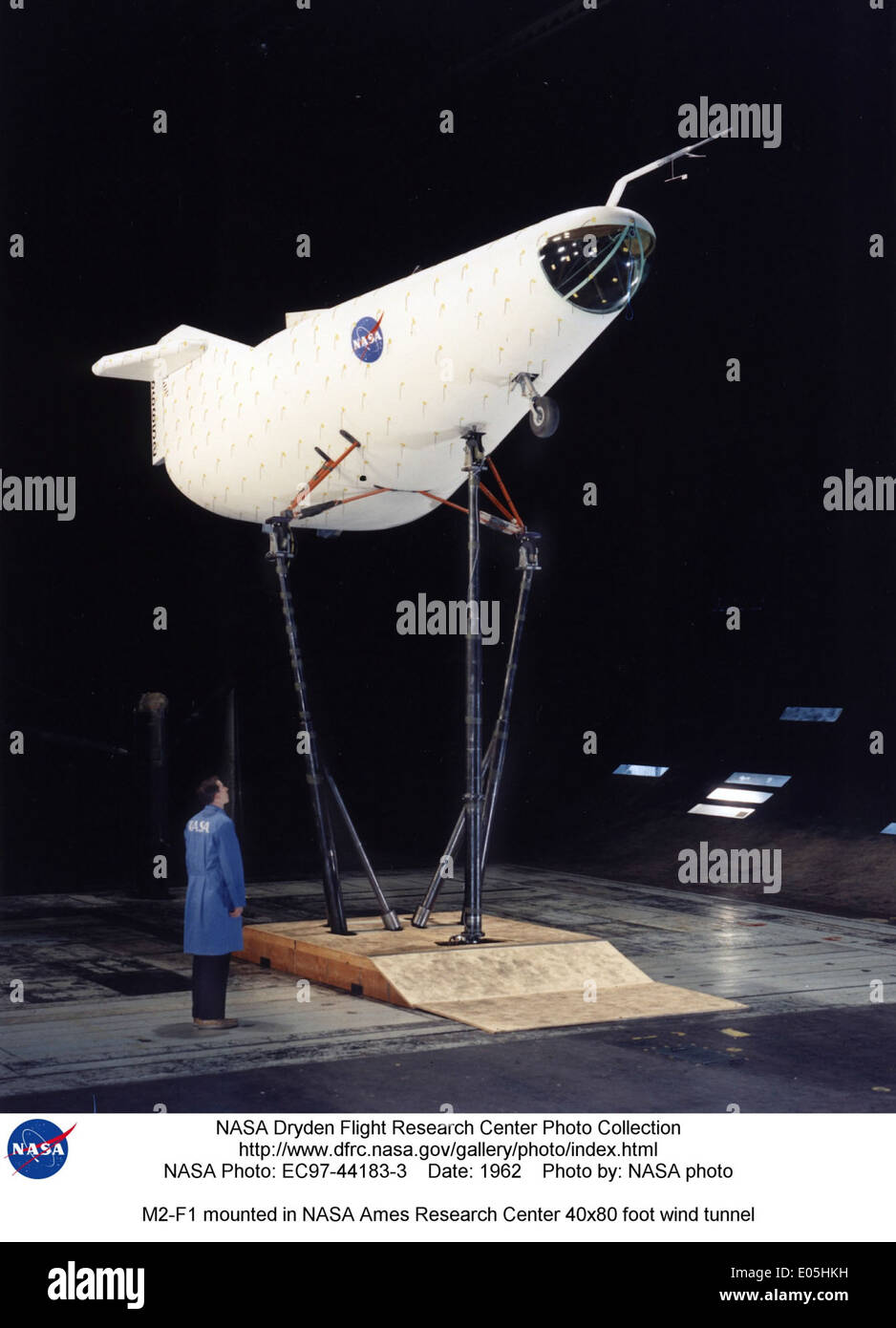 The M2-F1 lifting body aircraft is mounted in the NASA Ames Research ...