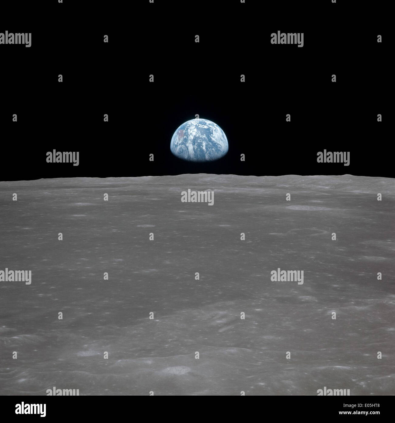 Apollo 11 Mission Image - View of moon limb with Earth on the horizon ...