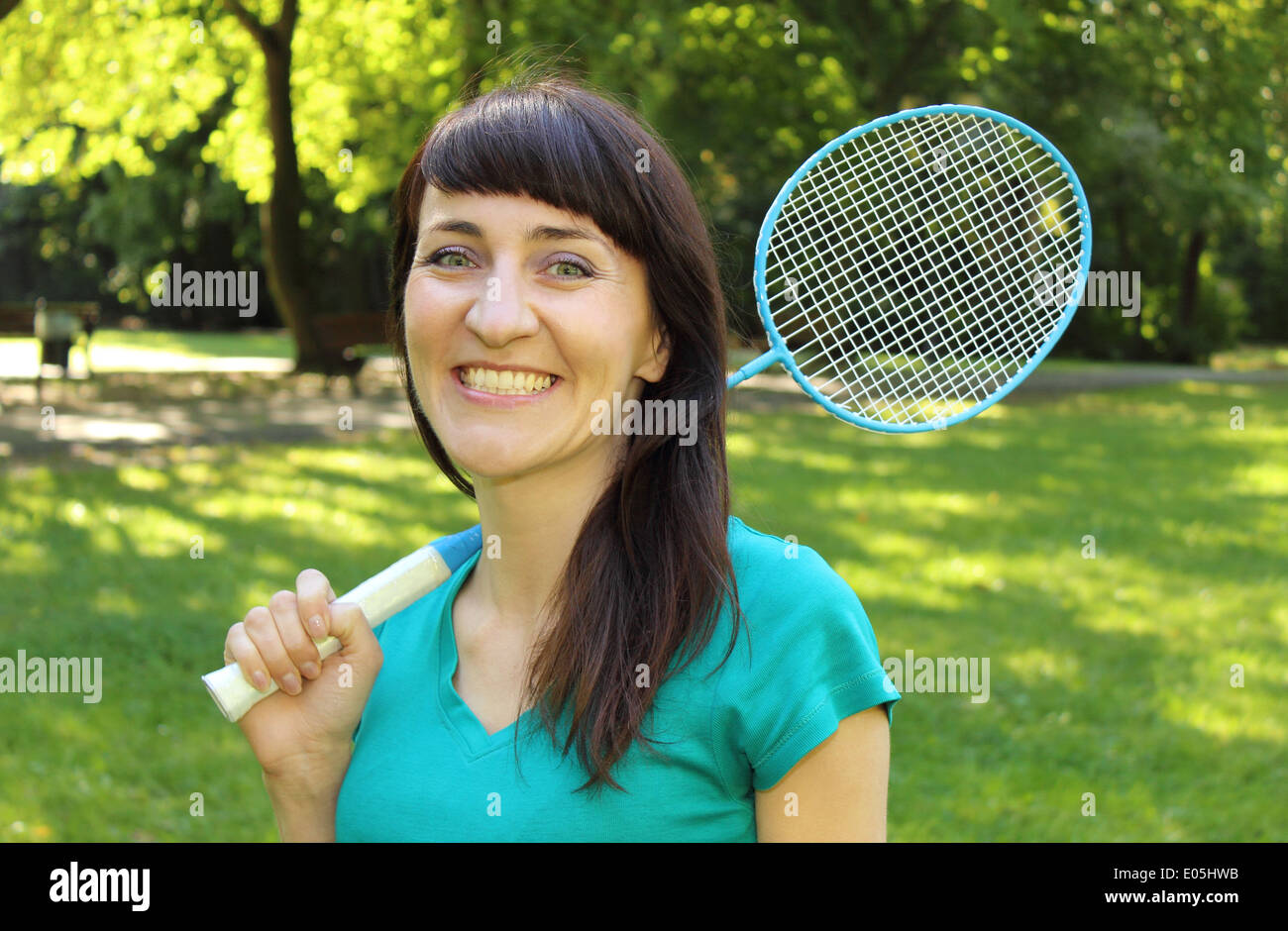Beauty woman badminton racket hi-res stock photography and images - Alamy