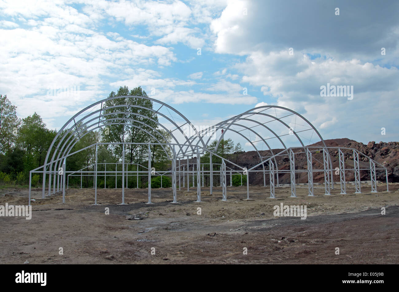 Photo of construction site of modern warehouse Stock Photo - Alamy