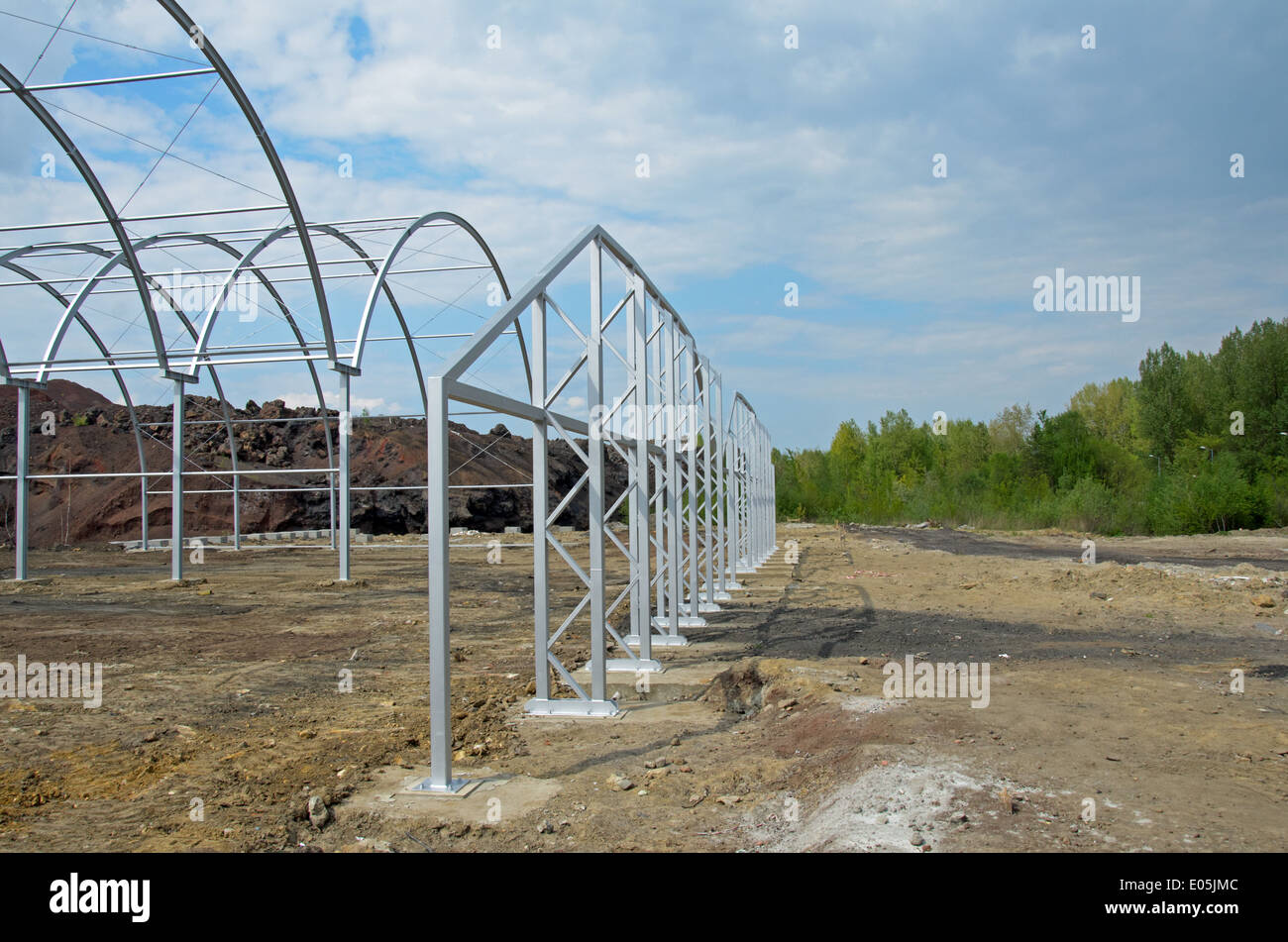 Photo of construction site of modern warehouse Stock Photo - Alamy