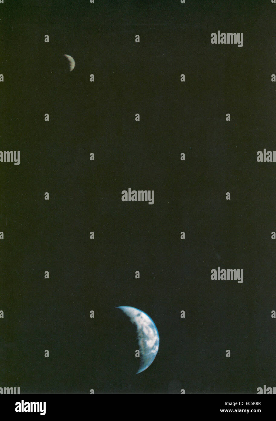 First Picture of Earth and the Moon in a Single Frame Stock Photo - Alamy