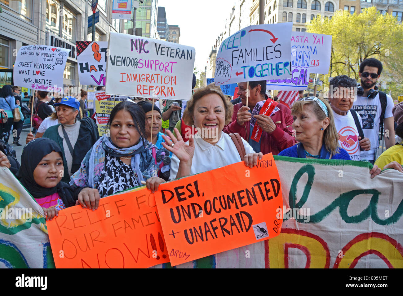 Demonstrators at the May Day Rally at Union Square Park in Manhattan ...