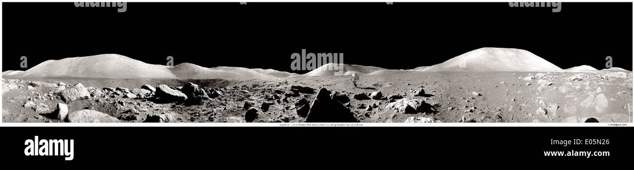 Apollo 17 Panorama with Running Astronaut Stock Photo - Alamy
