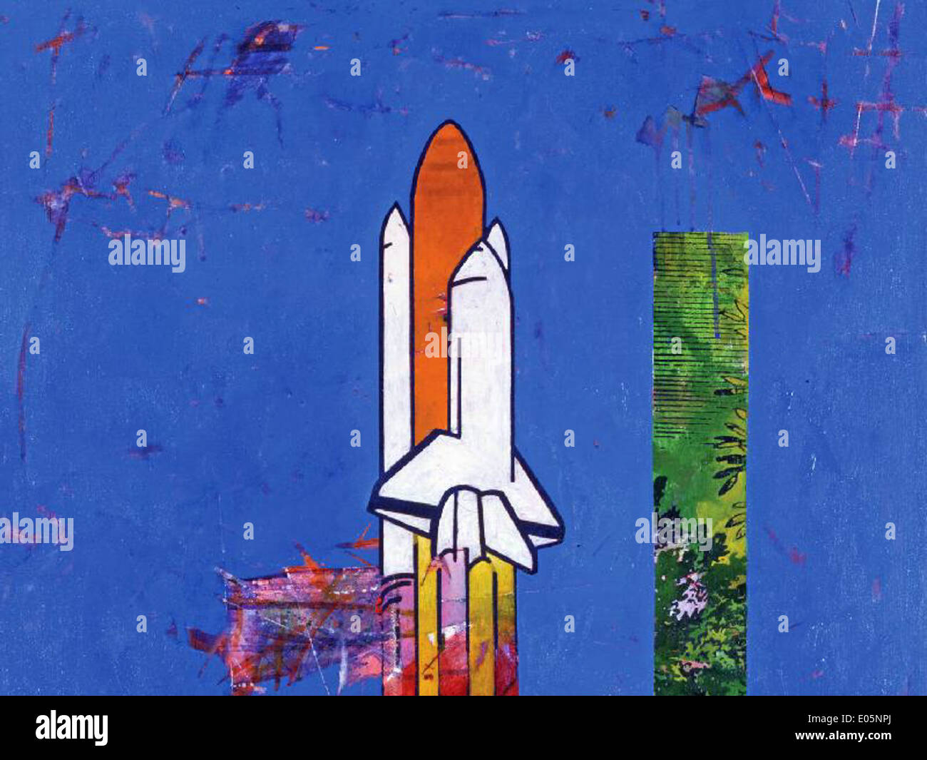 This historic moment captures the rocket's liftoff from the launch pad ...