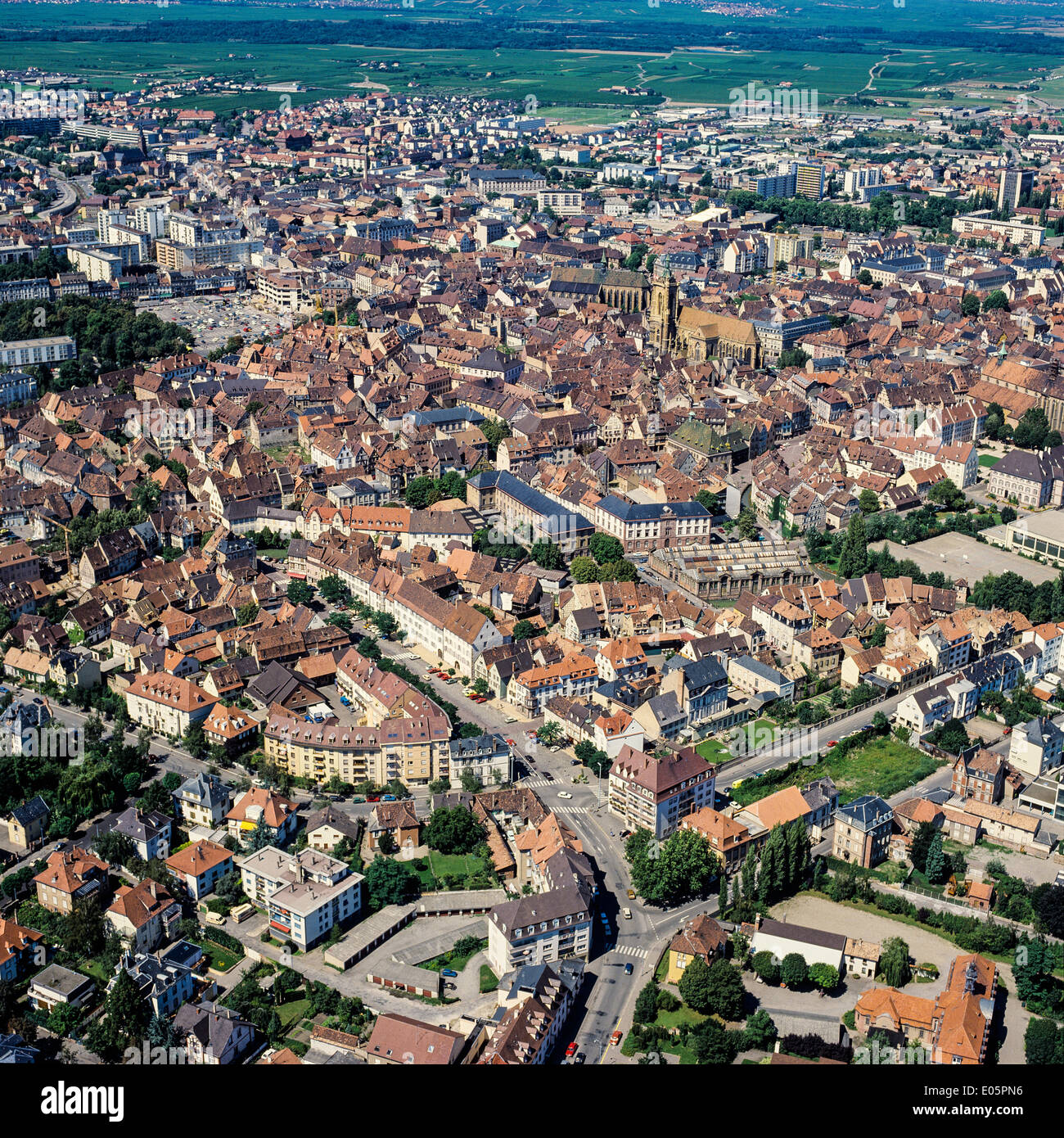 Aerial view of Colmar town Alsace France Europe Stock Photo - Alamy