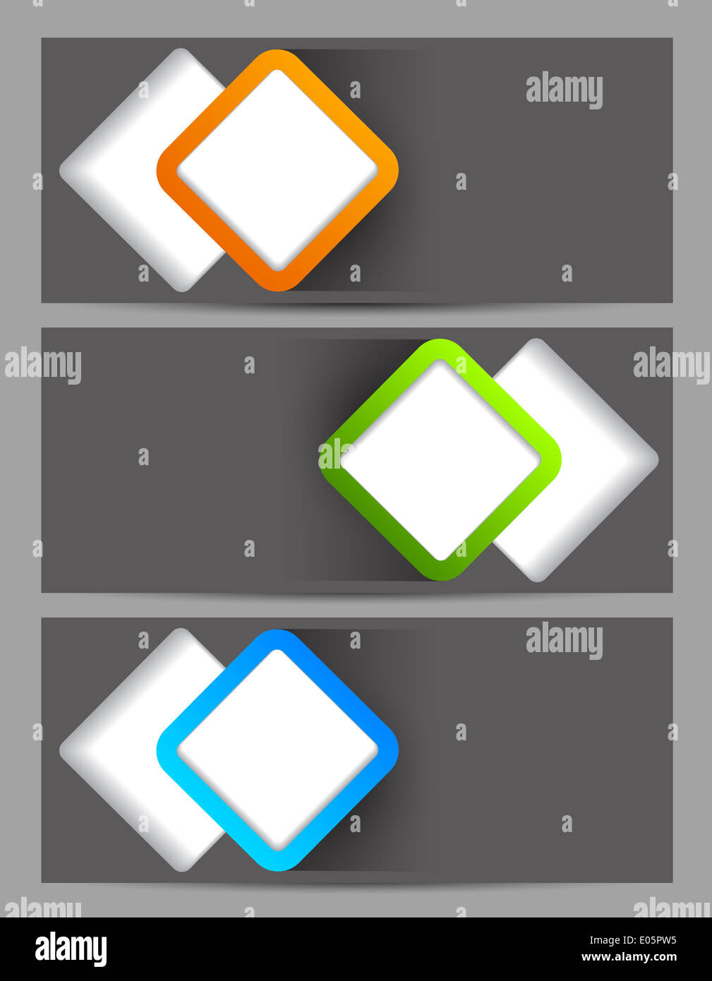 Set of banners with cut out squares Stock Photo - Alamy