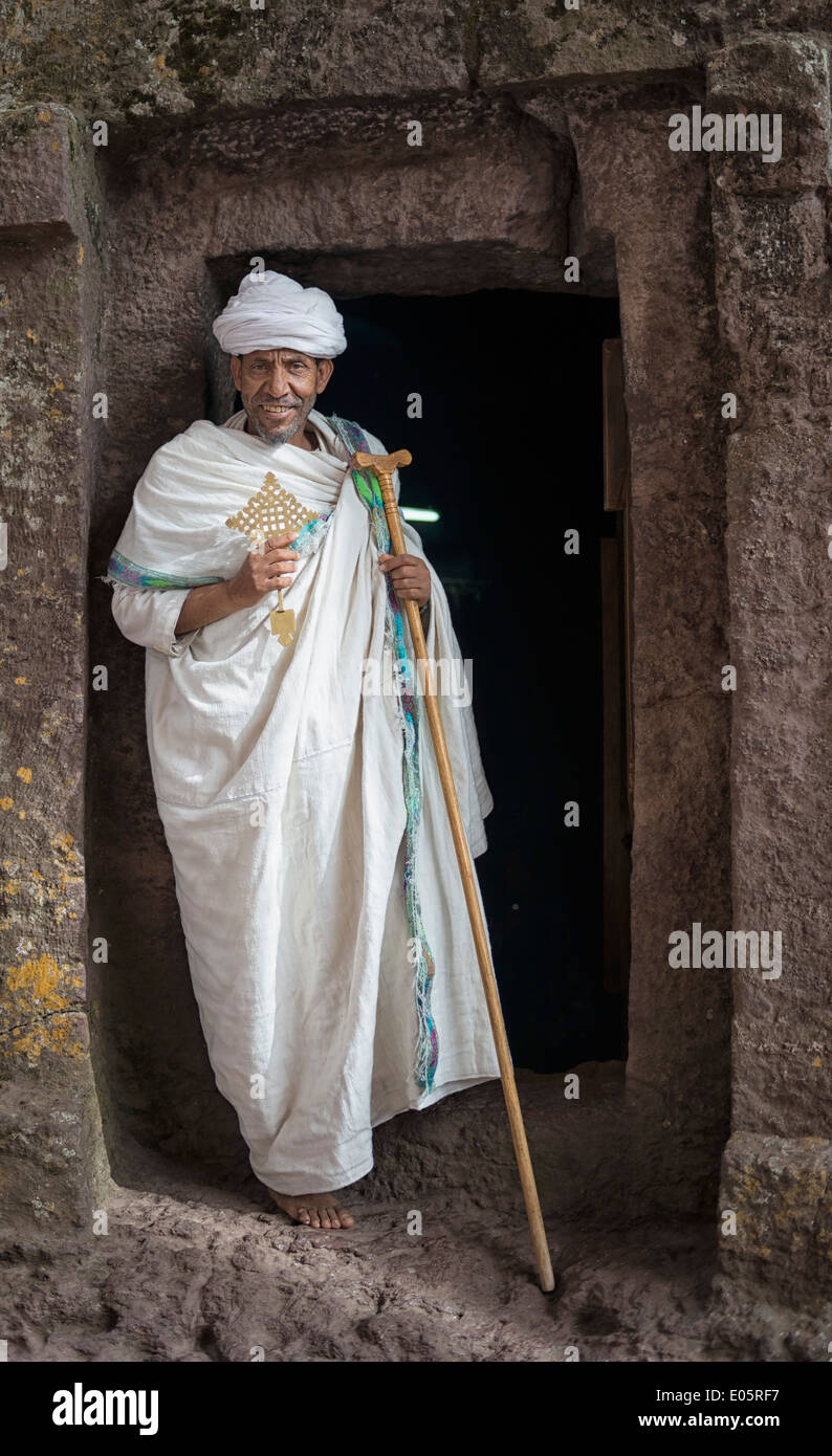 Coptic Priest at Biet Mariam Church in Lalibela, Ethiopia Stock Photo ...