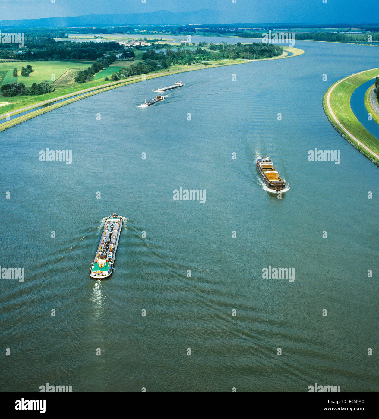 Upper rhine river barges traffic aerials hi-res stock photography and ...