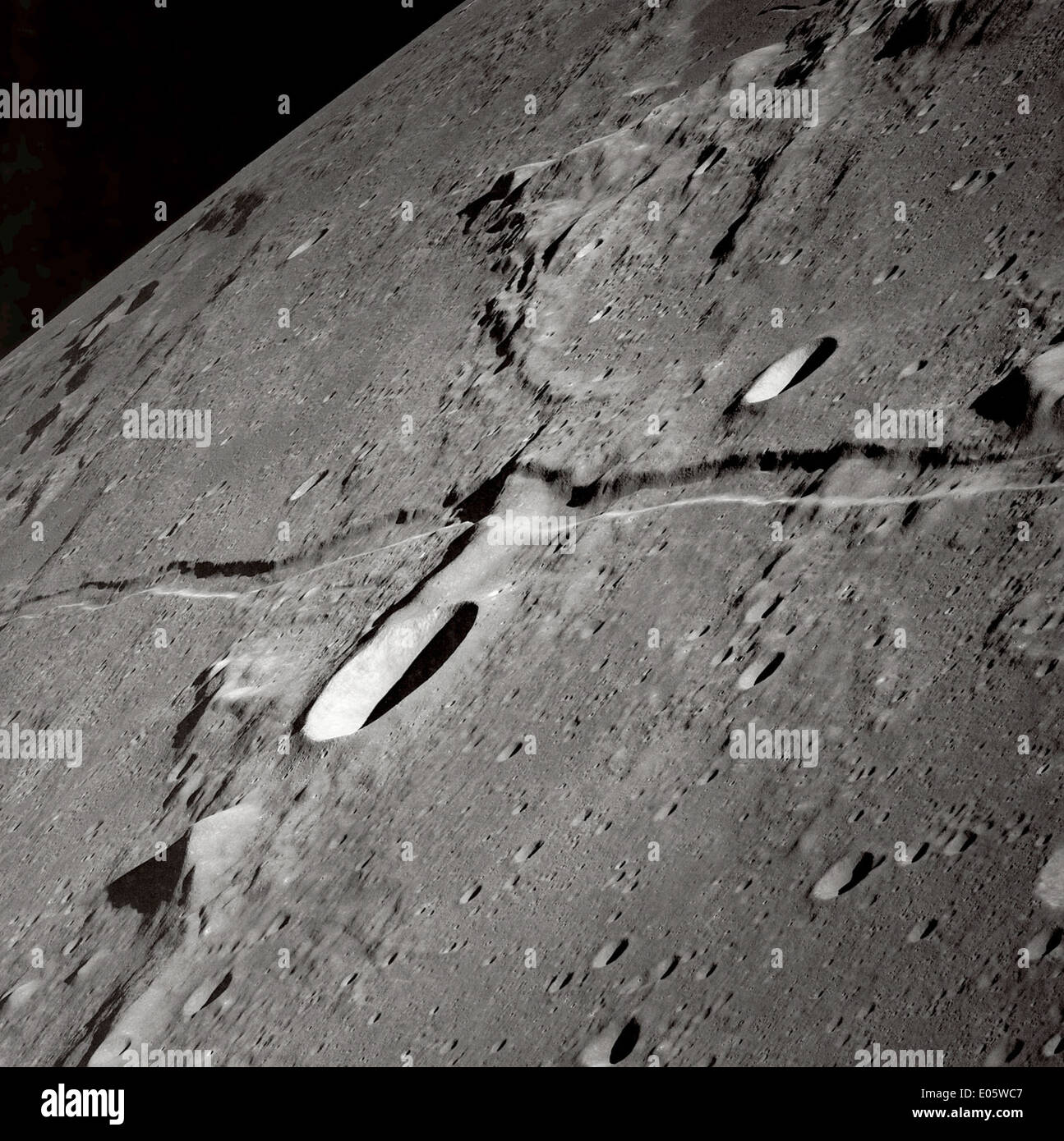 Apollo 10 astronauts capture images of a moon rille, a type of lunar ...