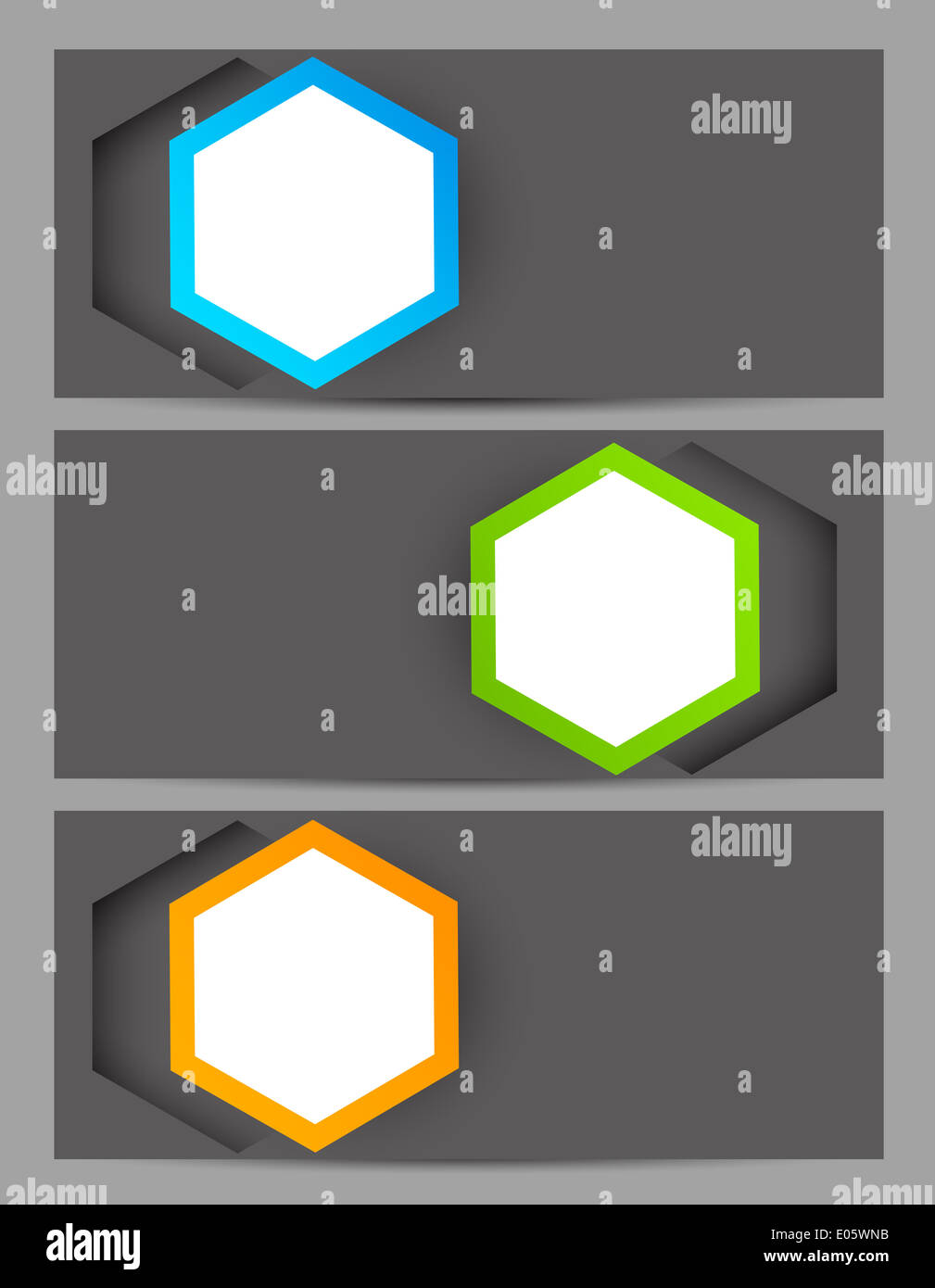 Set of banners with cut out hexagons Stock Photo - Alamy