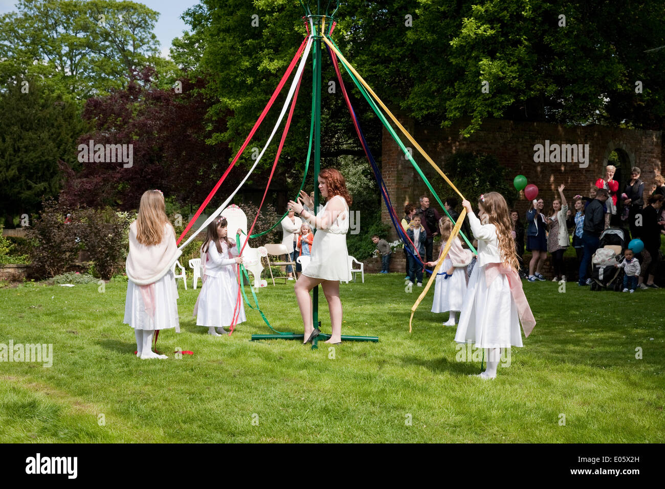 Orpington, Kent, UK. 3rd May 2014. Maypole dancing during the May Queen ...