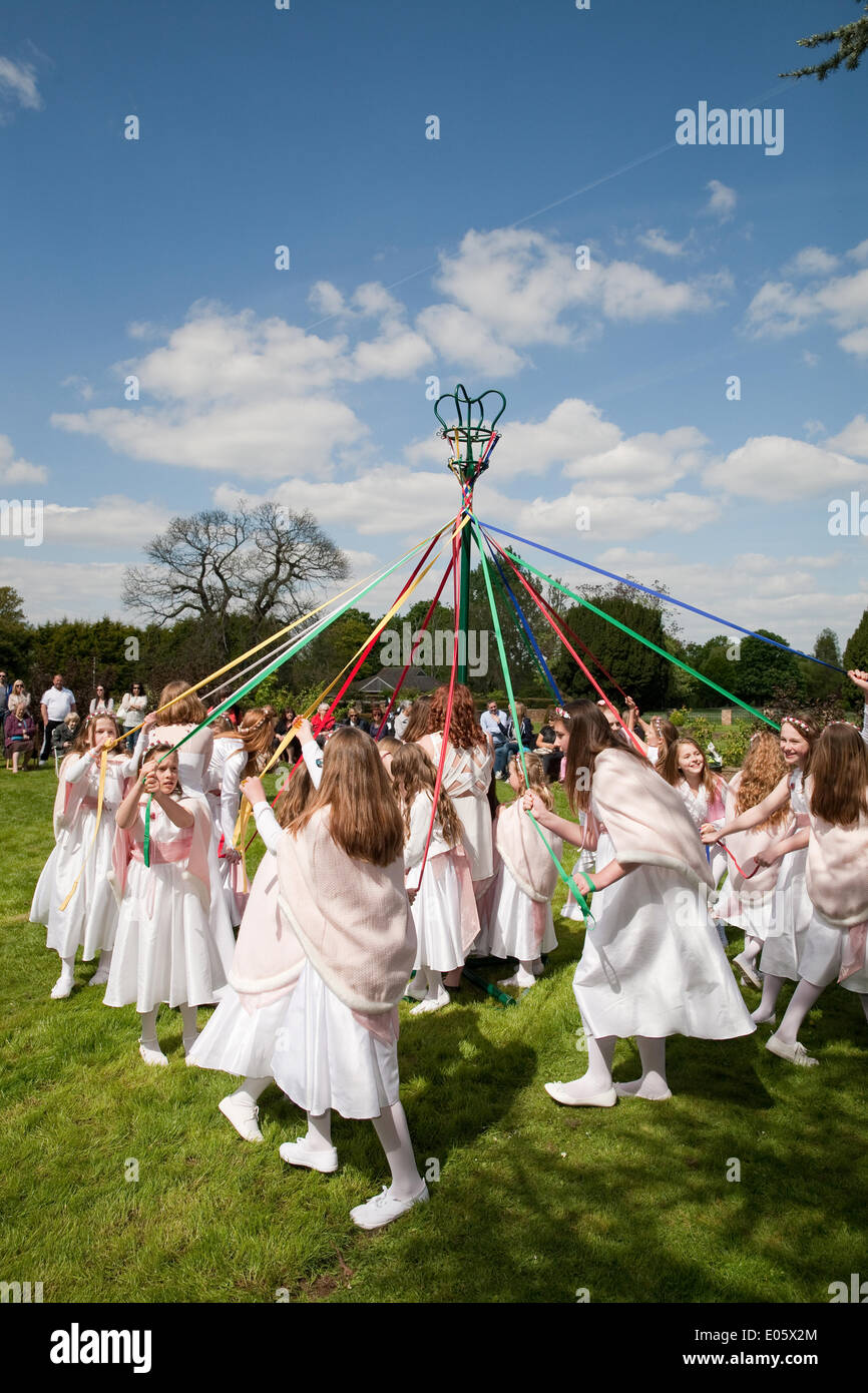 Orpington, Kent, UK. 3rd May 2014. Maypole dancing during the May Queen ...