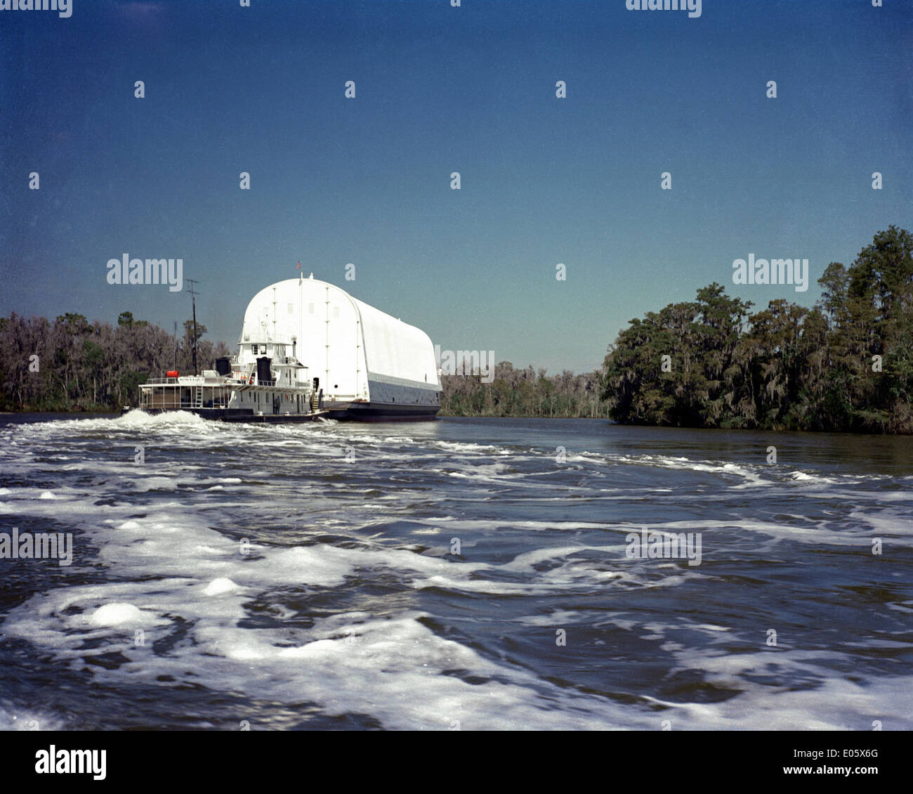 A NASA test facility in Mississippi showcased a rocket barge used for ...