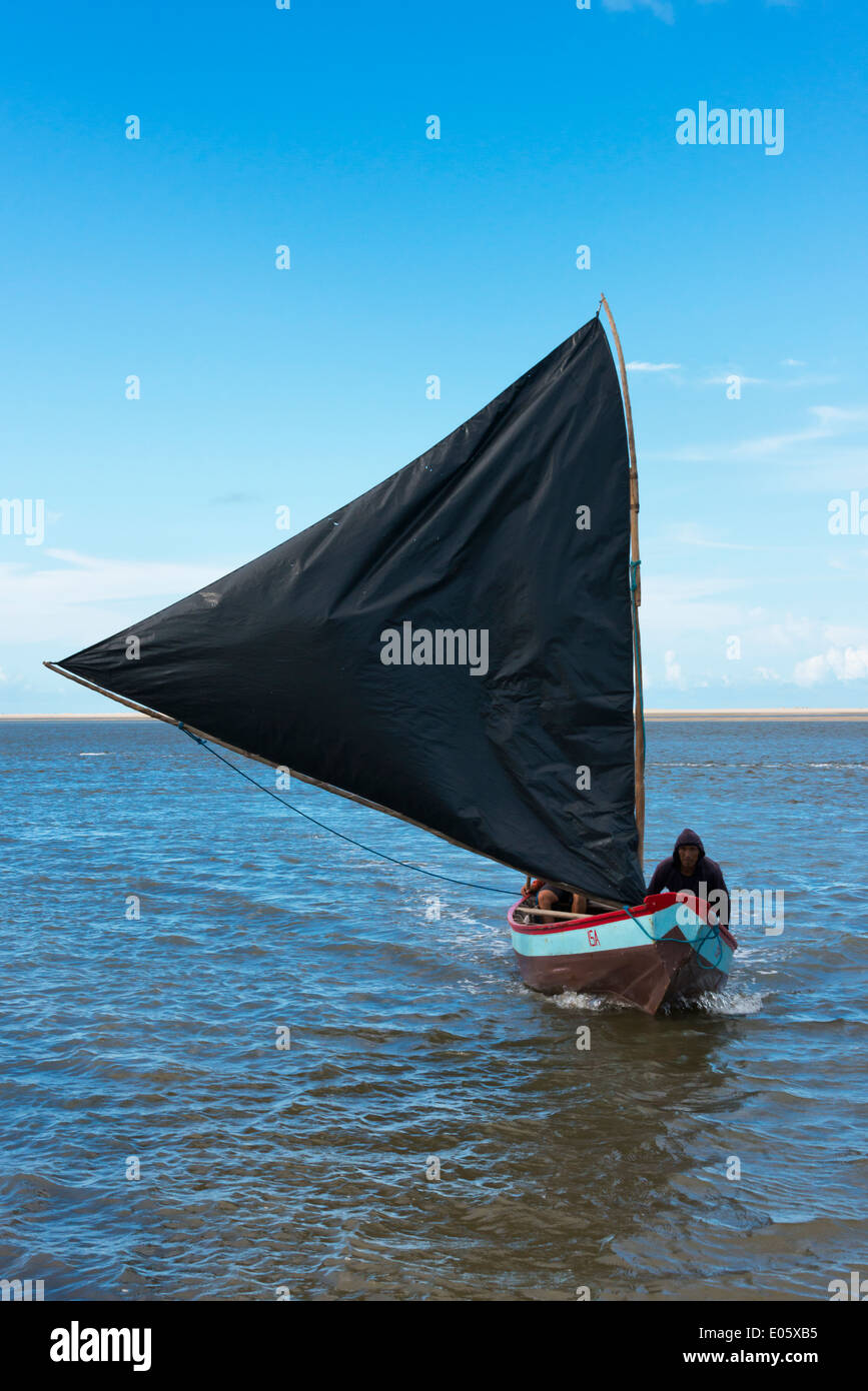 Sail boat on the Preguicas River, Atins, Maranhao State, Brazil Stock ...