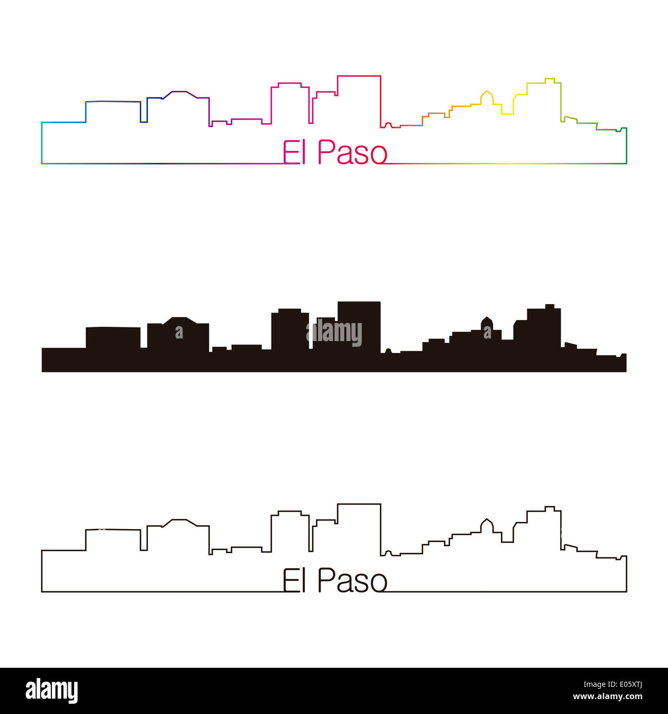 El Paso skyline linear style Stock Photo - Alamy
