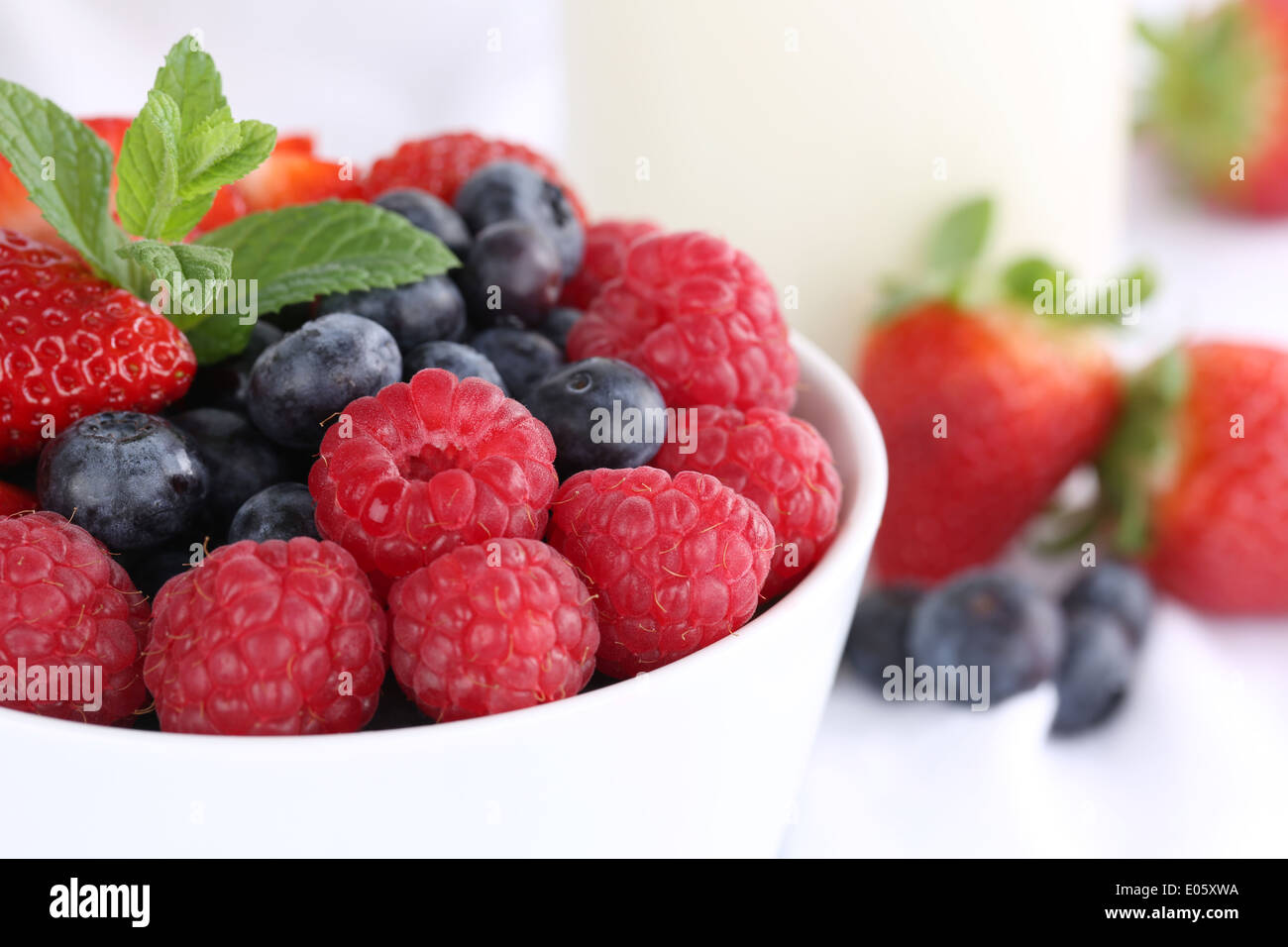 Healthy berry fruits like strawberries, raspberries and blueberries for ...