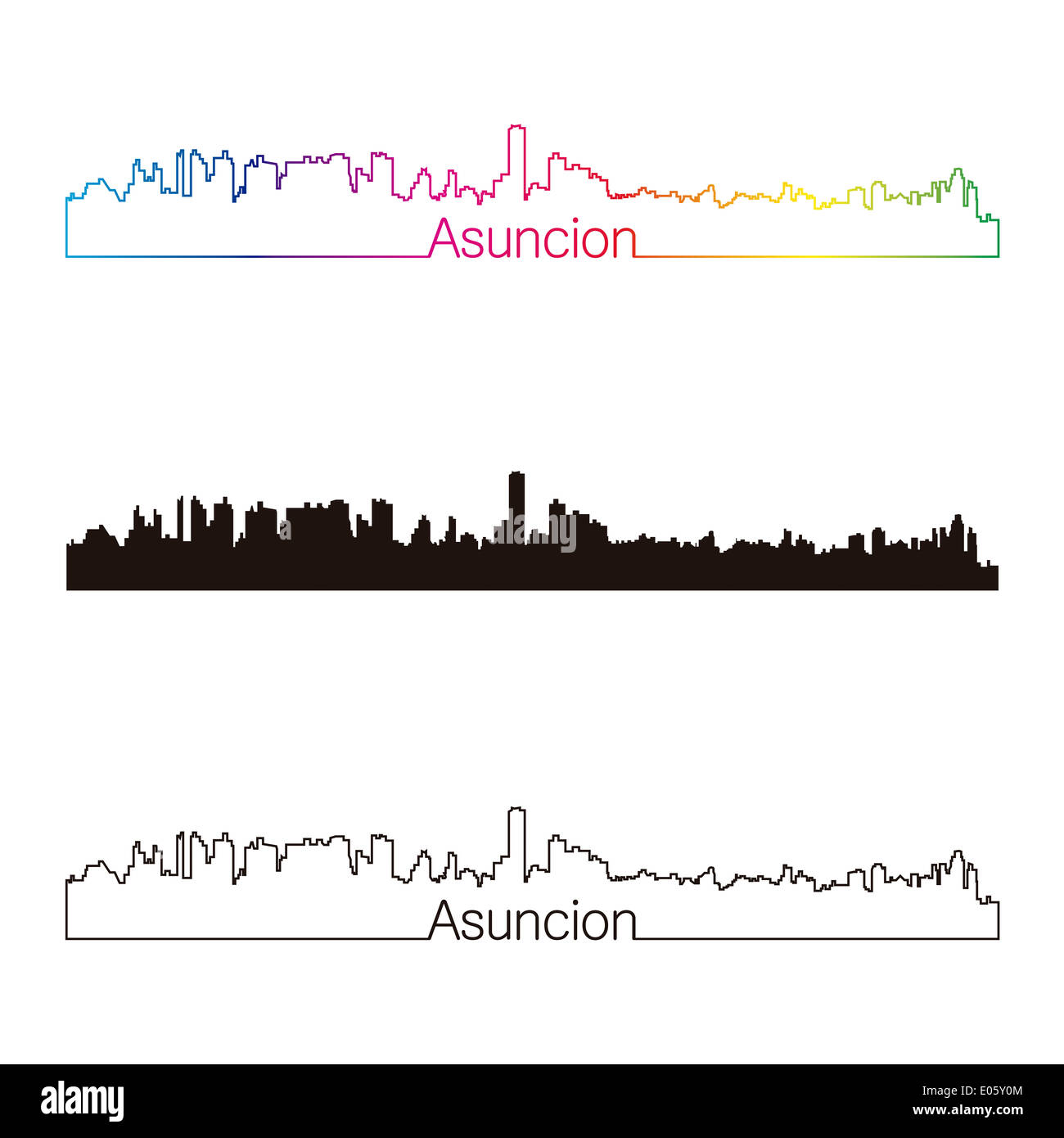 Asuncion skyline linear style Stock Photo - Alamy