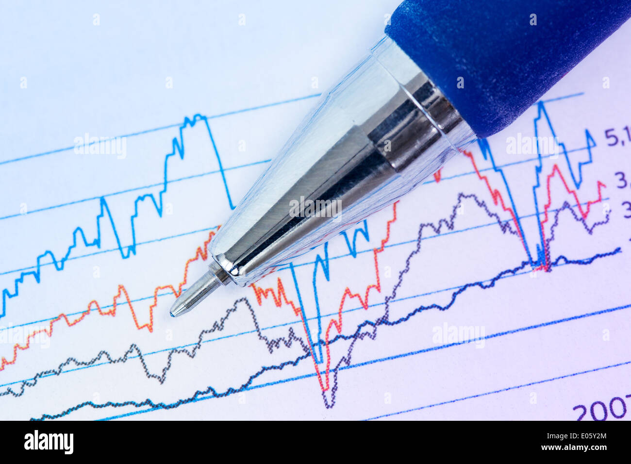 Financial graphs analysis with pen and printed chart Stock Photo - Alamy