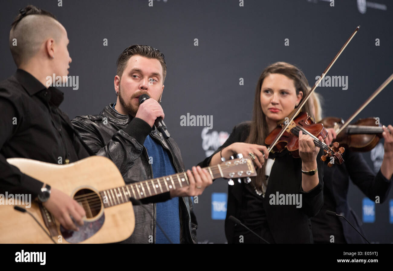 Copenhagen, Denmark. 3rd May, 2014. Singer Carl Espen (2nd left ...