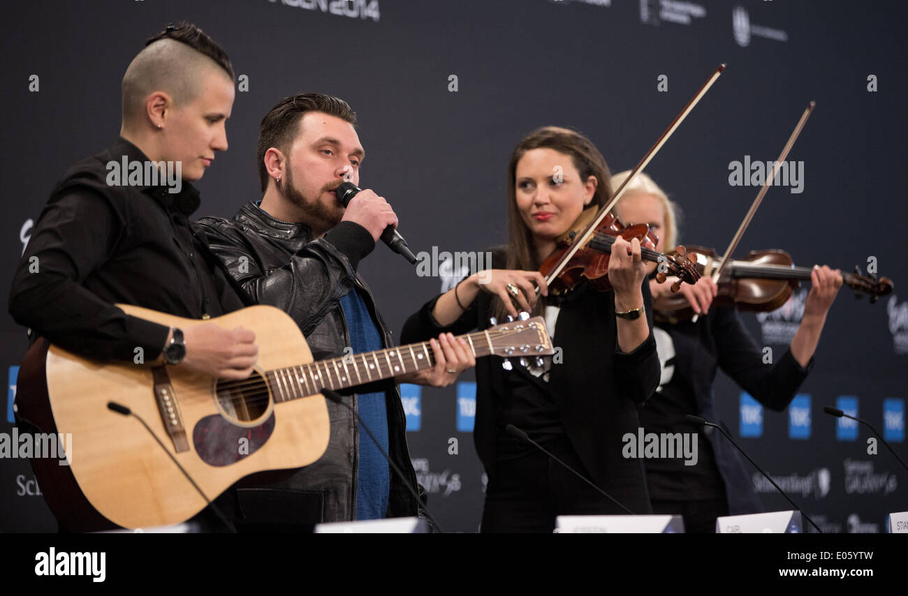 Copenhagen, Denmark. 3rd May, 2014. Singer Carl Espen (2nd left ...