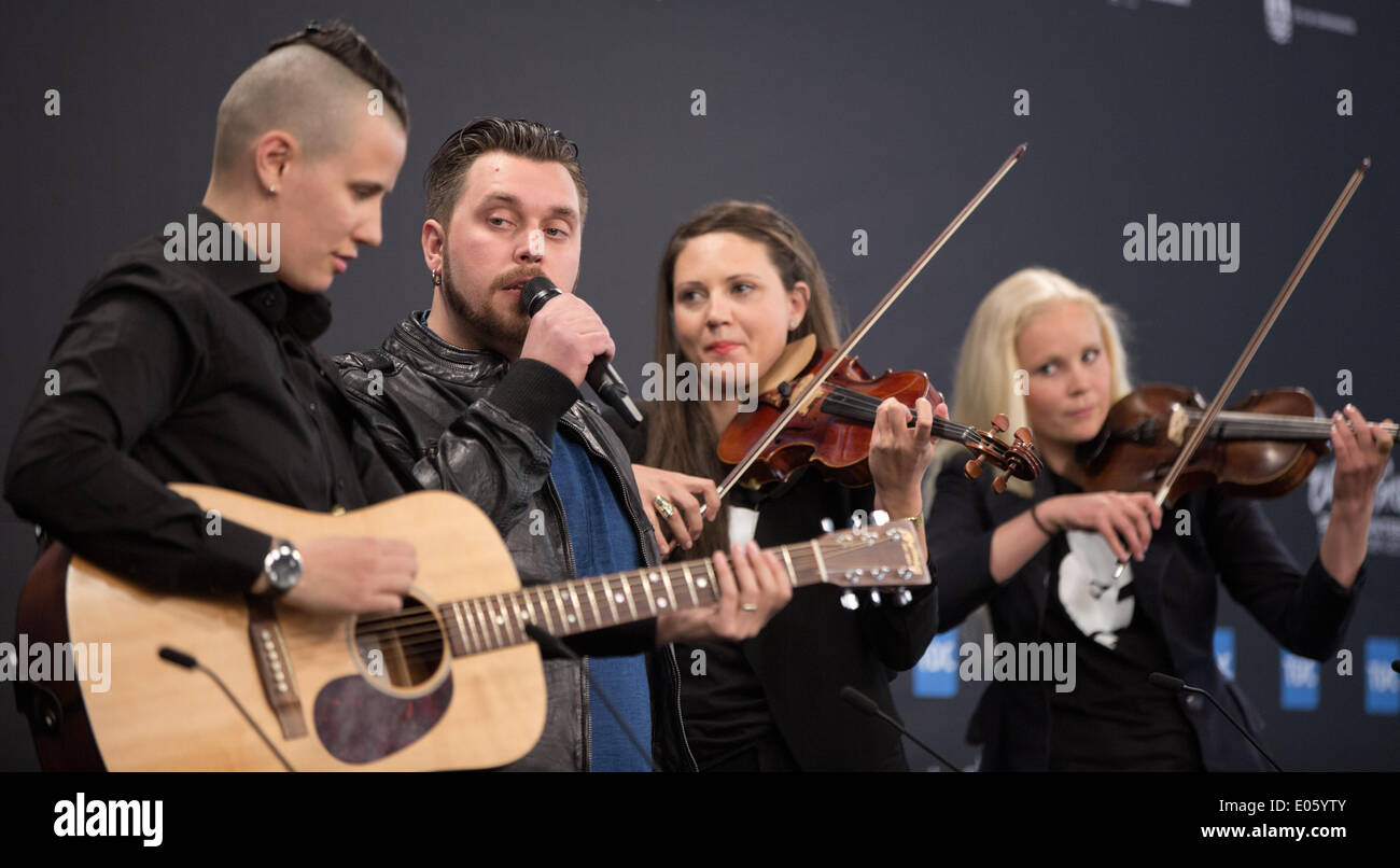 Copenhagen, Denmark. 3rd May, 2014. Singer Carl Espen (2nd left ...