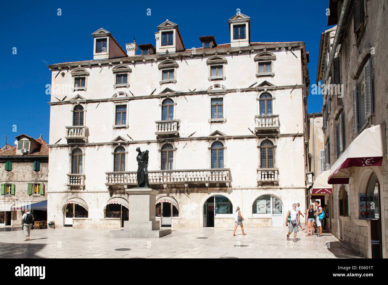 brace radica square with statue of poet marko marulic, dalmatia, split ...