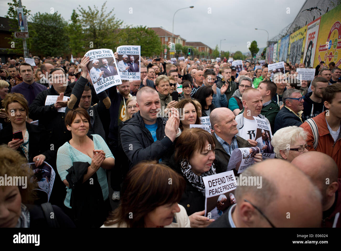 Divis Street , Belfast, 3rd May 2014. A crowd gathered at the new Gerry ...