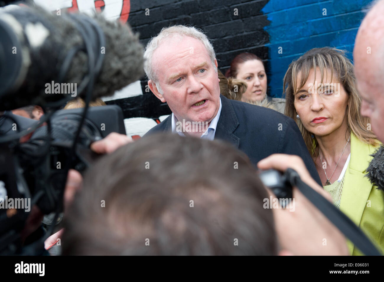 Divis Street , Belfast, 3rd May 2014. Martin McGuinness with Martina ...