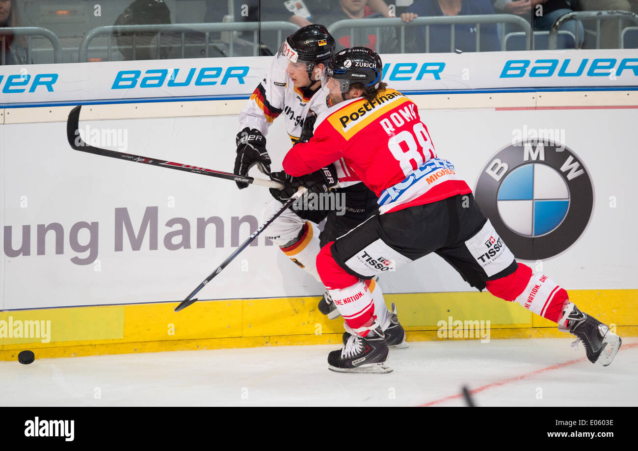 Mannheim, Germany. 02nd May, 2014. Germany's Frank Mauer (L) vies for ...