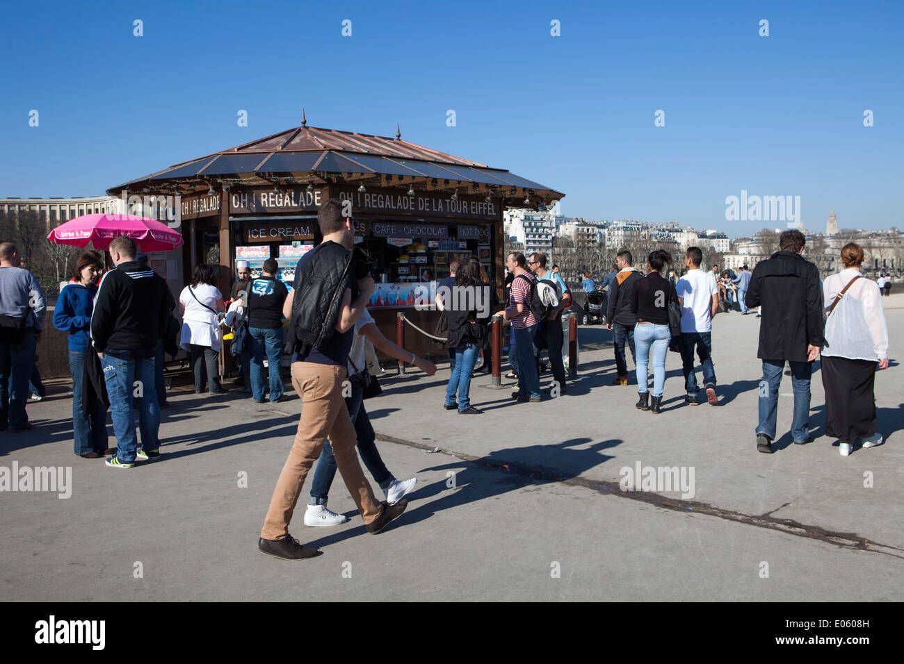 Crowds of People visiting the capital of France, with views of Paris ...