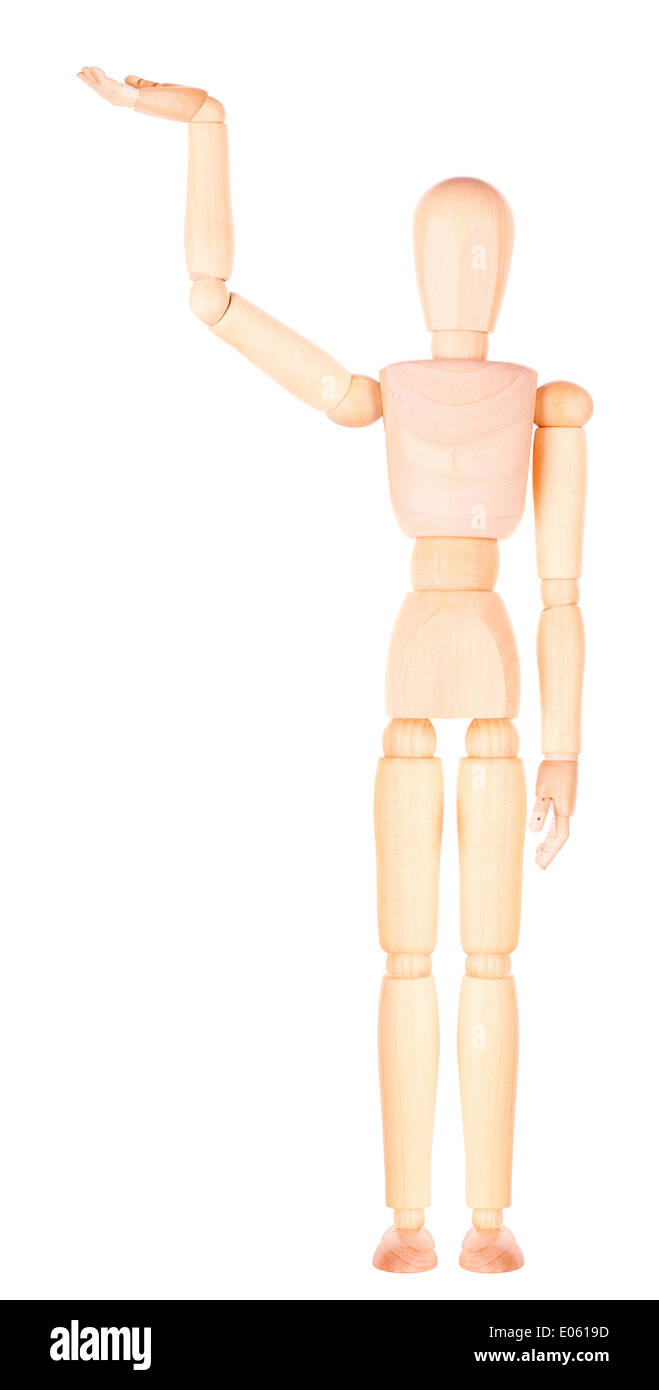 wooden Dummy with empty hand holding Isolated Over White Background ...