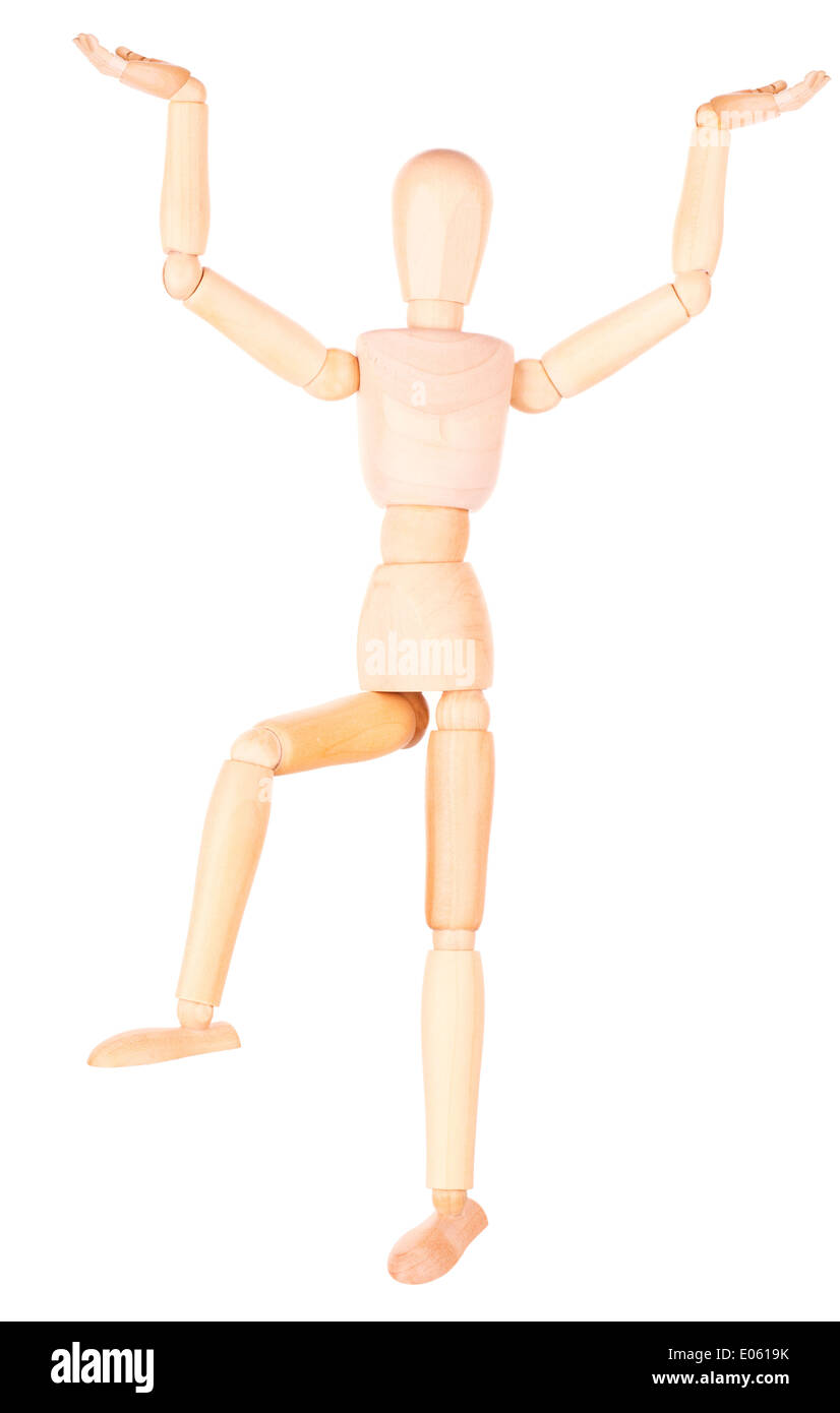 wooden Dummy with empty hand holding Isolated Over White Background ...