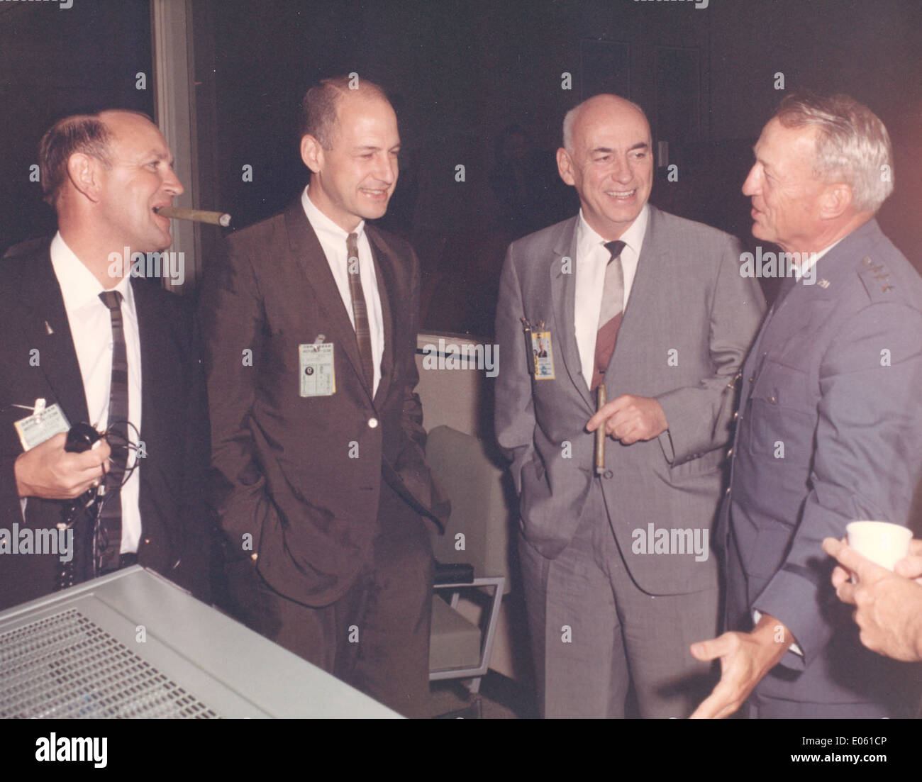 NASA's Mission Control team at the Manned Spaceflight Center celebrates ...