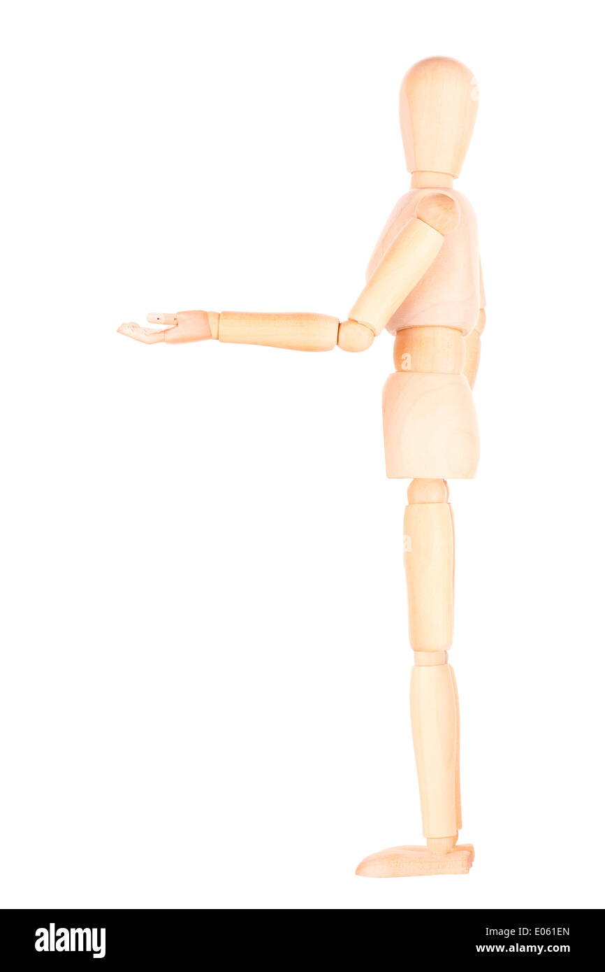 wooden Dummy with empty hand holding Isolated Over White Background ...
