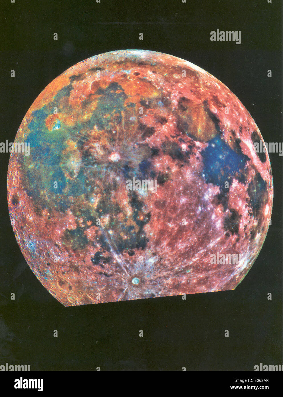 A false-color image of the Moon highlighting the Mare Serenitatis, Mare ...