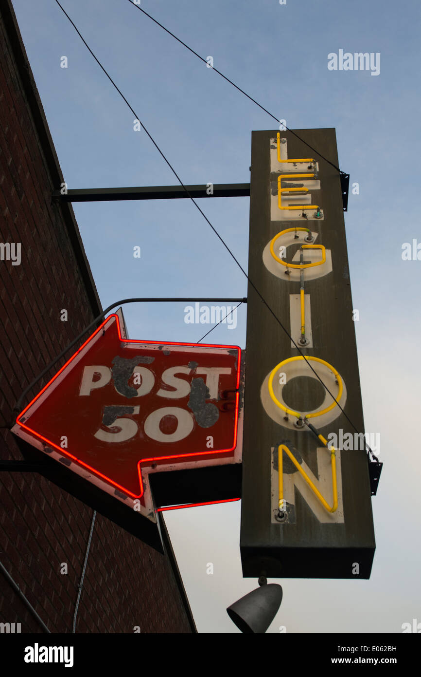 Old neon sign from a bygone era Stock Photo - Alamy