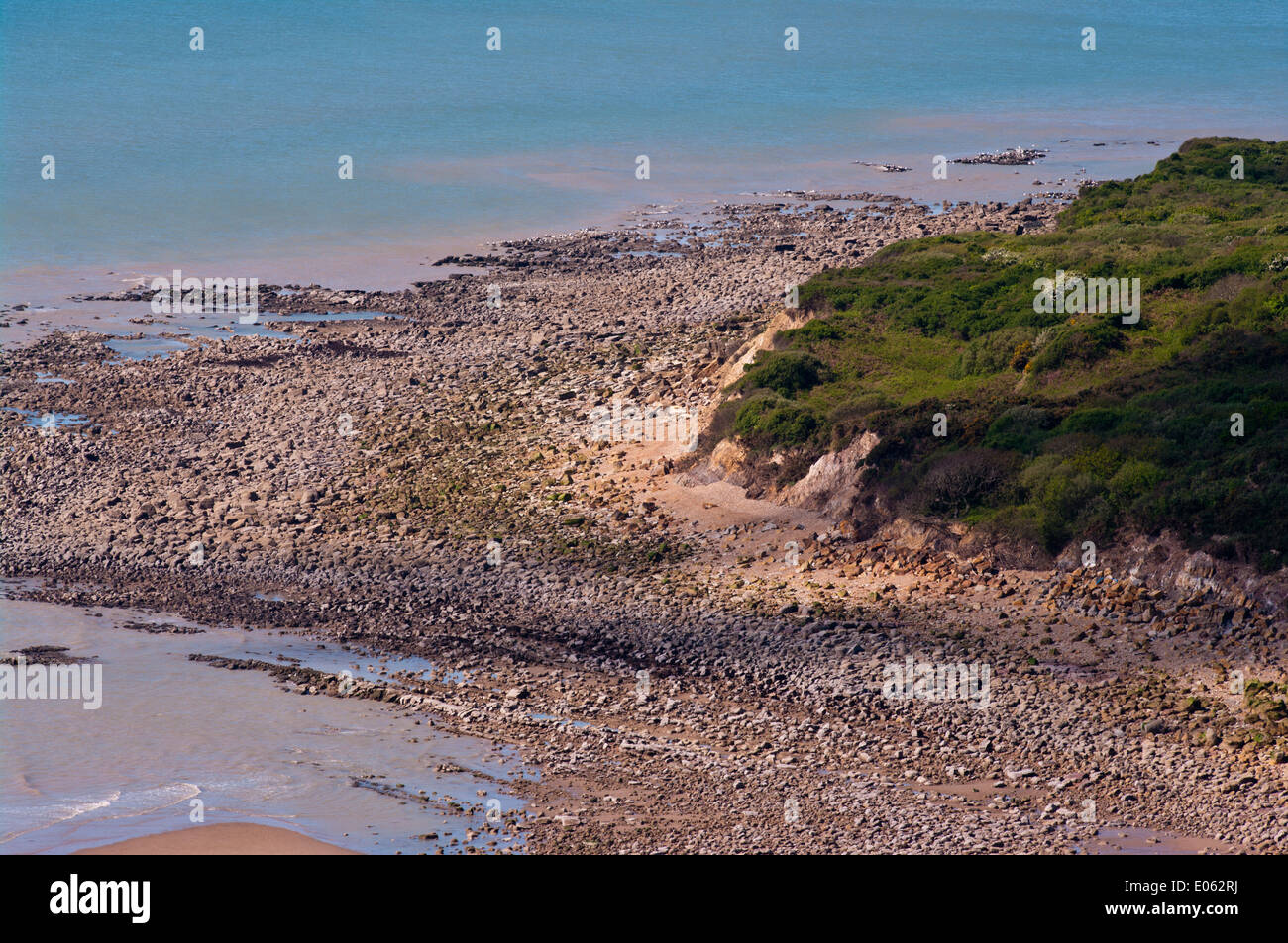 Rocky Foreshore At The Base Of Fairlight Cliffs East Sussex UK Stock ...