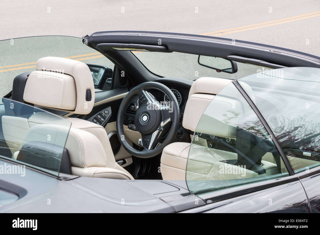 interior and dashboard of a modern convertible car Stock Photo - Alamy