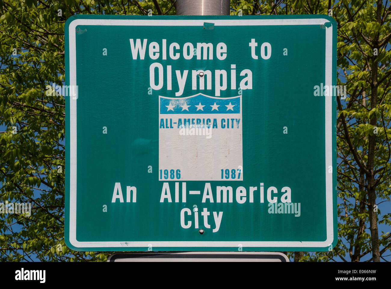 Welcome To Olympia Sign Stock Photo - Alamy