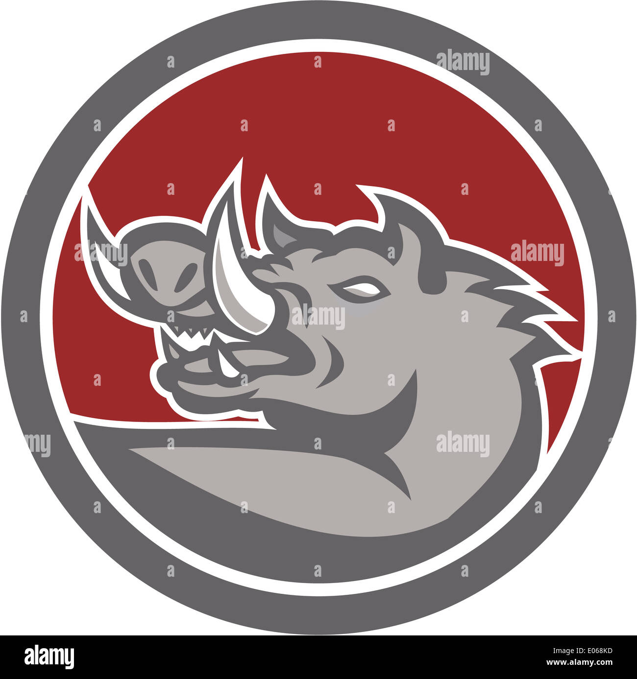 Illustration of a wild pig boar razorback head looking up viewed from ...