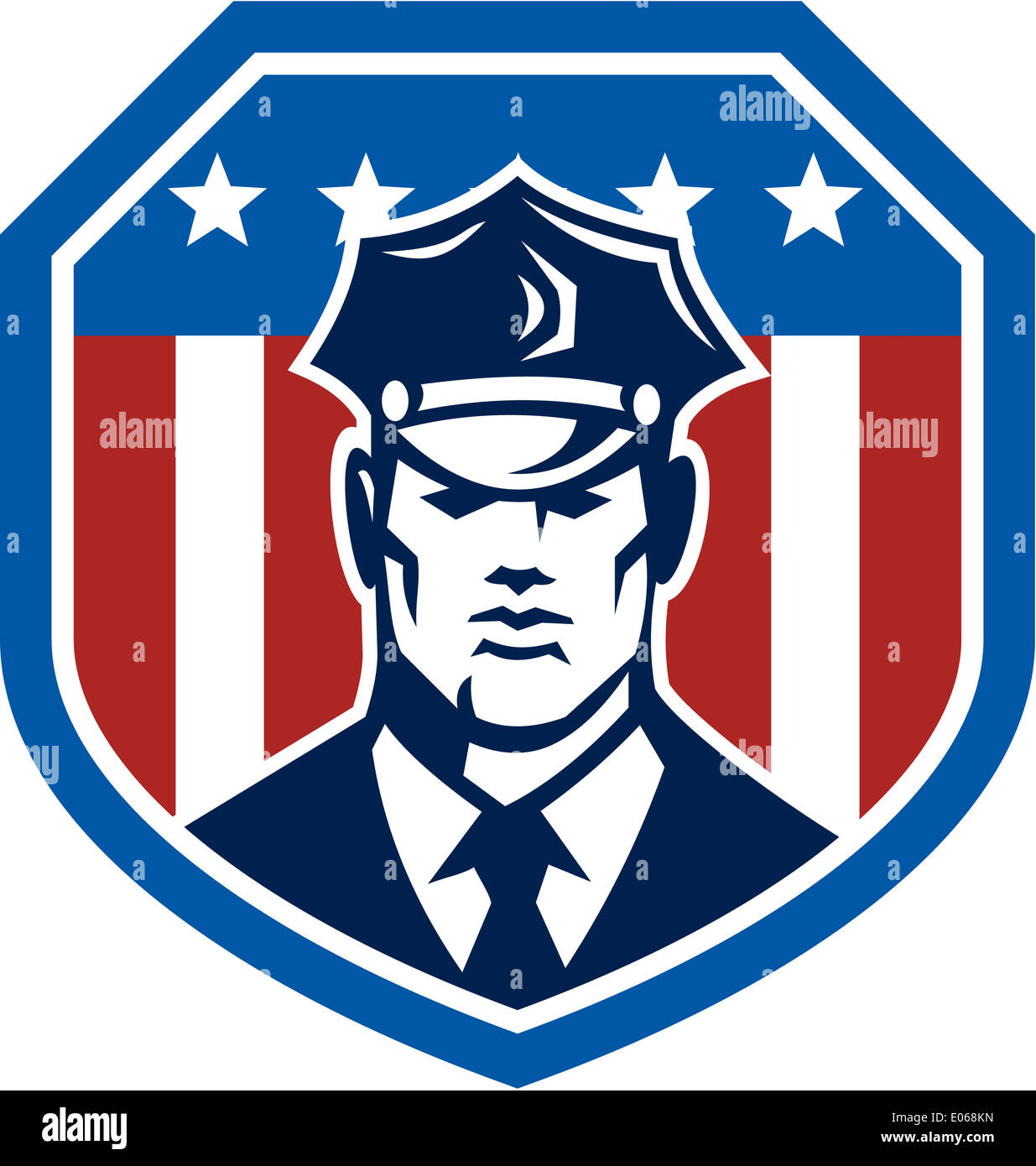 Illustration of a police officer policeman security guard facing front ...