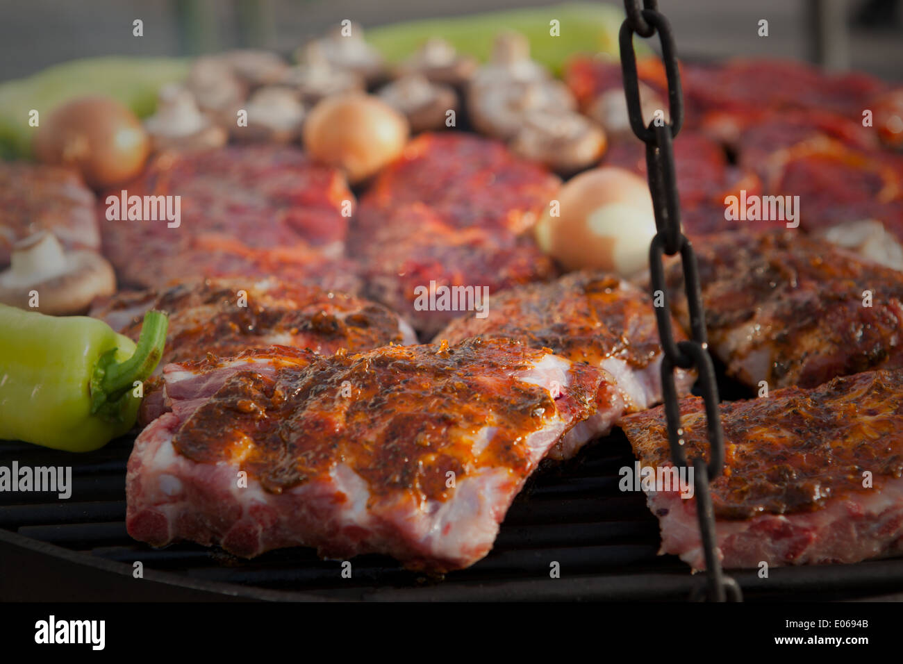 Delicious barbeque on a grill Stock Photo - Alamy